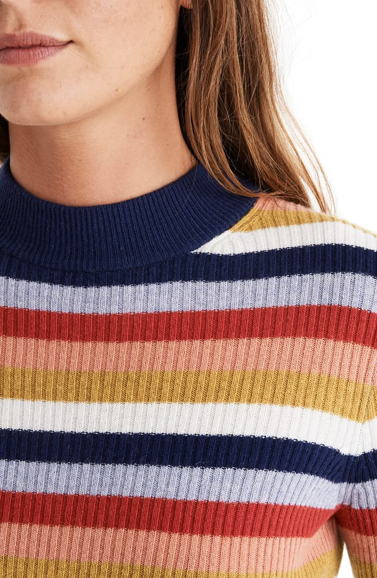 Picture of Madewell Stripe Mock Neck Pullover Sweater | Nordstrom